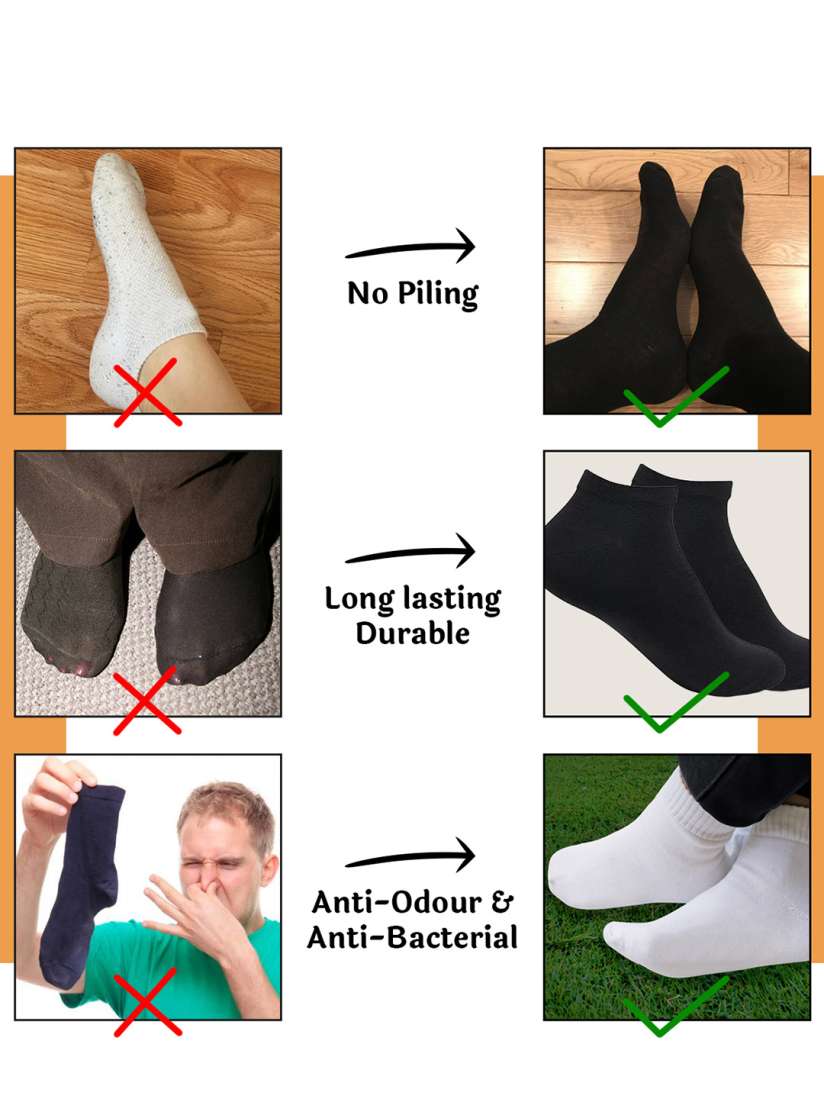 Buy FOOTPRINTS Men Pack Of 5 Anti Odour Anti Bacterial Socks Socks for Men 24775476 Myntra