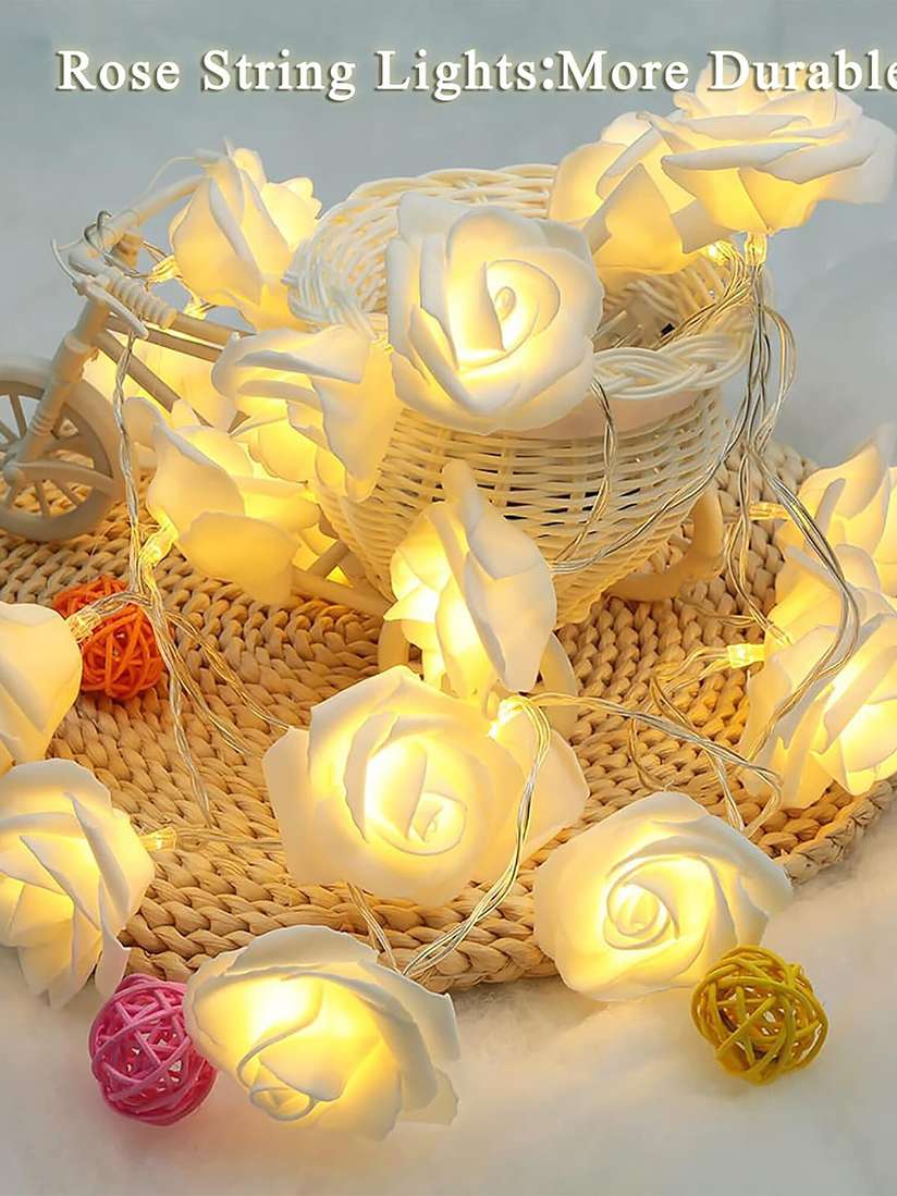 Rose Gold Led String Lights 30 Warm White LED Rose Fairy Lights On