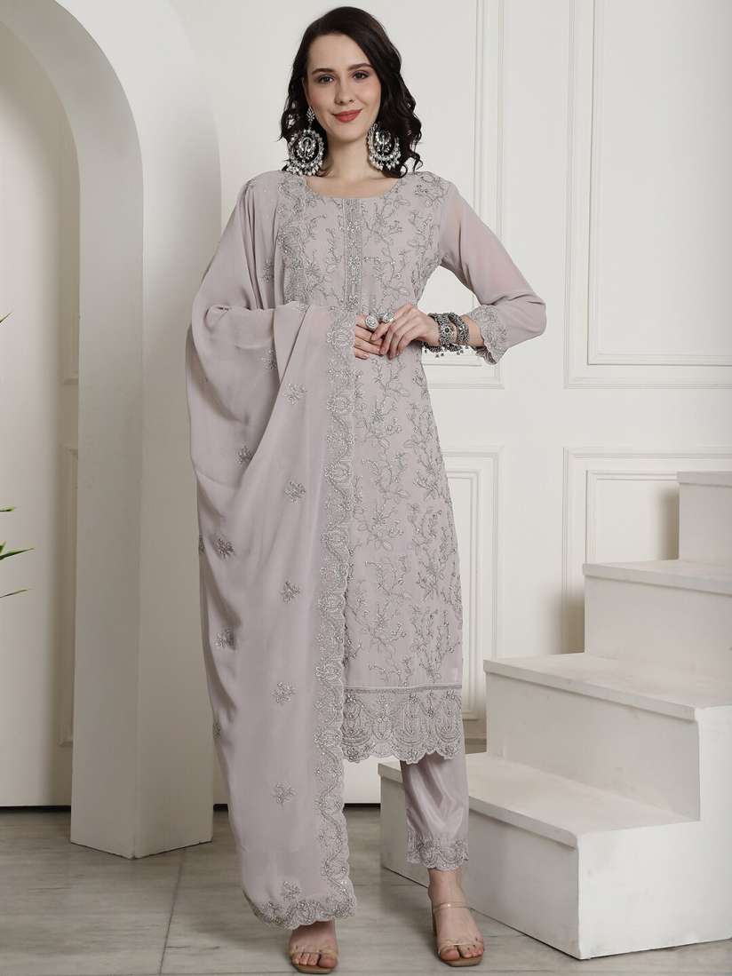 Buy Stylee LIFESTYLE Embroidered Stone Work Silk Georgette Unstitched Dress Material Dress Material for Women 25522532 Myntra
