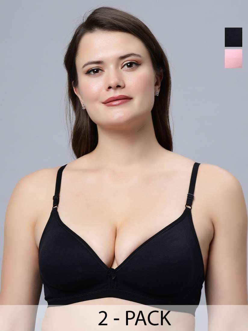 Buy In Care Pack Of 2 Half Coverage Pure Cotton Bra With All Day Comfort Bra for Women 25666468 Myntra