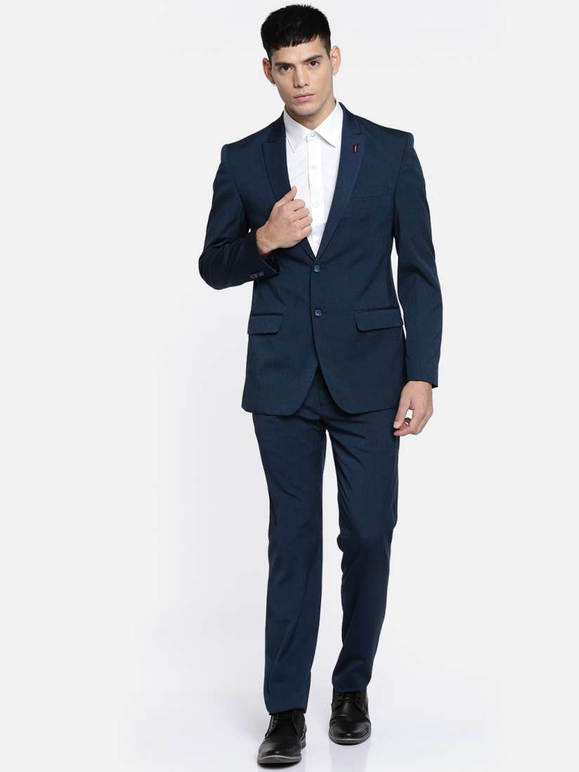 Buy Park Avenue Men Blue Woven Single Breasted Slim Fit Formal Suit Suits for Men 2592825 Myntra
