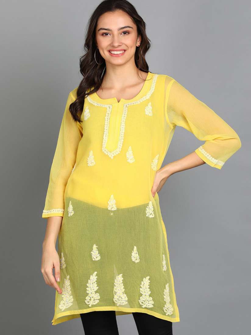 Georgette chikankari kurtis store