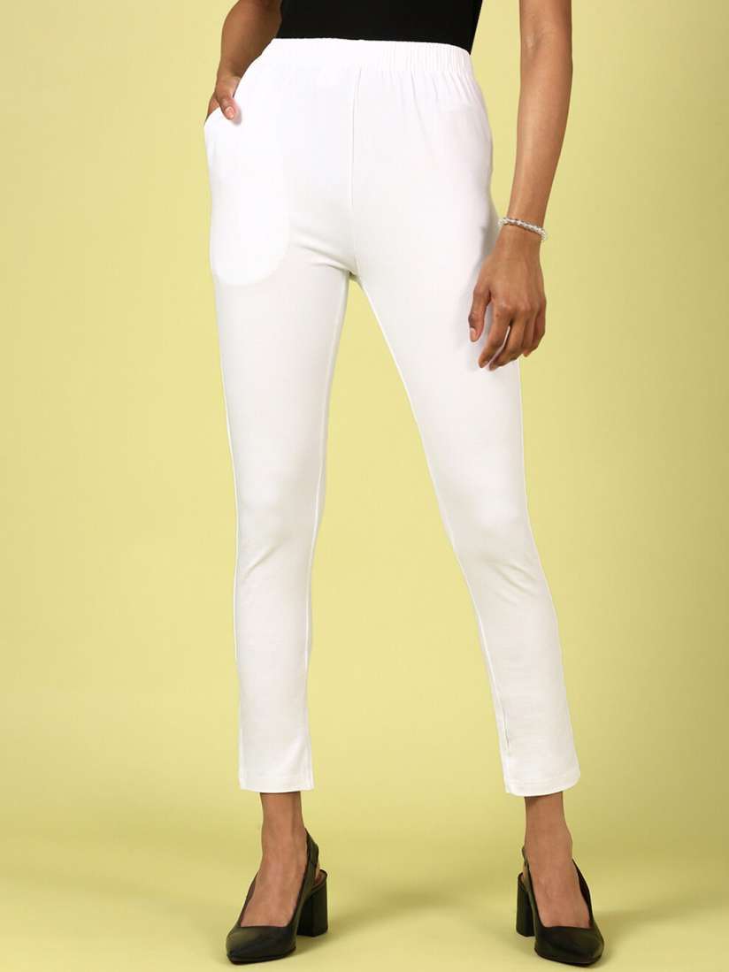 Buy De Moza Women Pencil Slim Fit Cotton Trousers Trousers for Women 27126936 Myntra