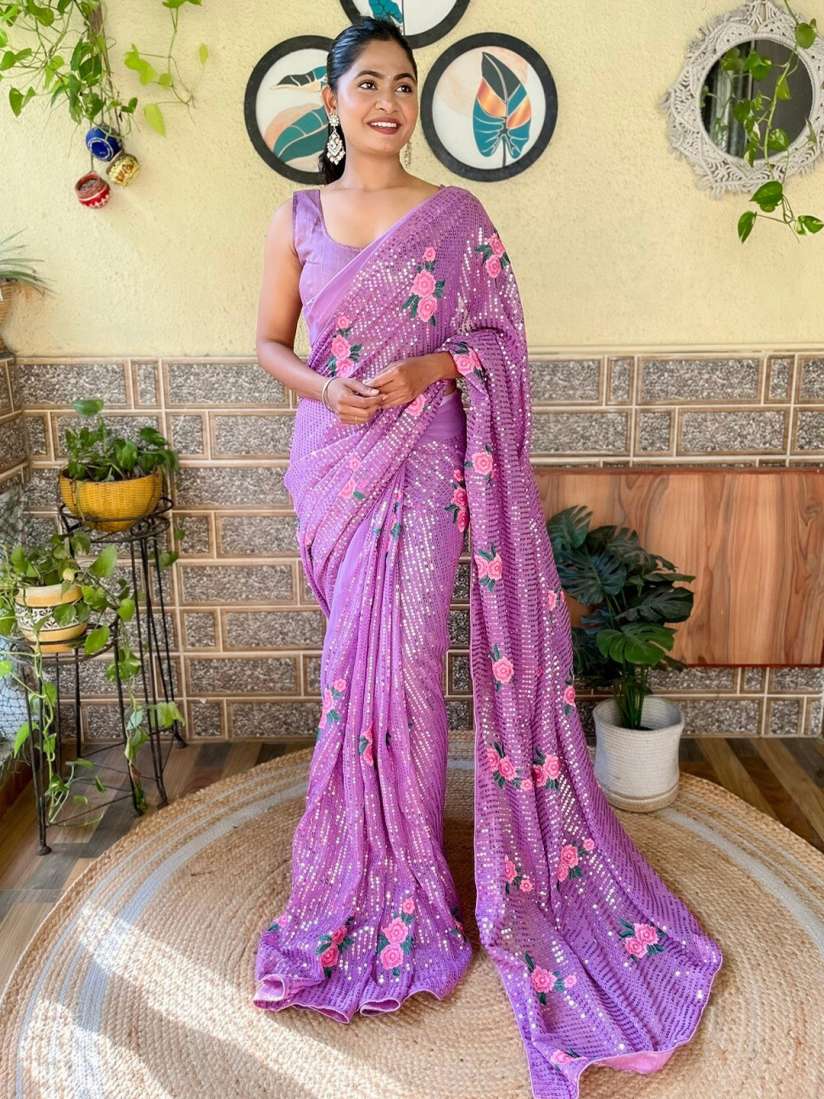 Buy Kalista Embellished Sequinned Pure Georgette Saree Sarees for Women 27477286 Myntra
