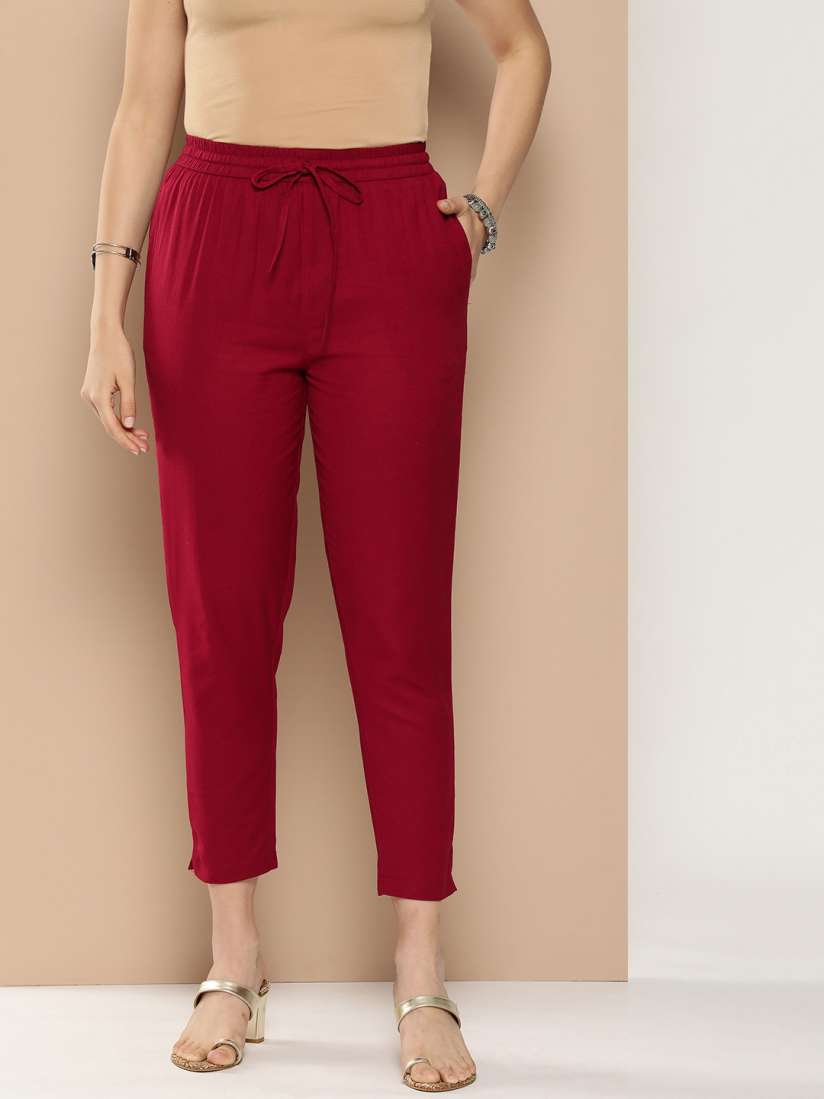 Pleated waist cigarette trousers store
