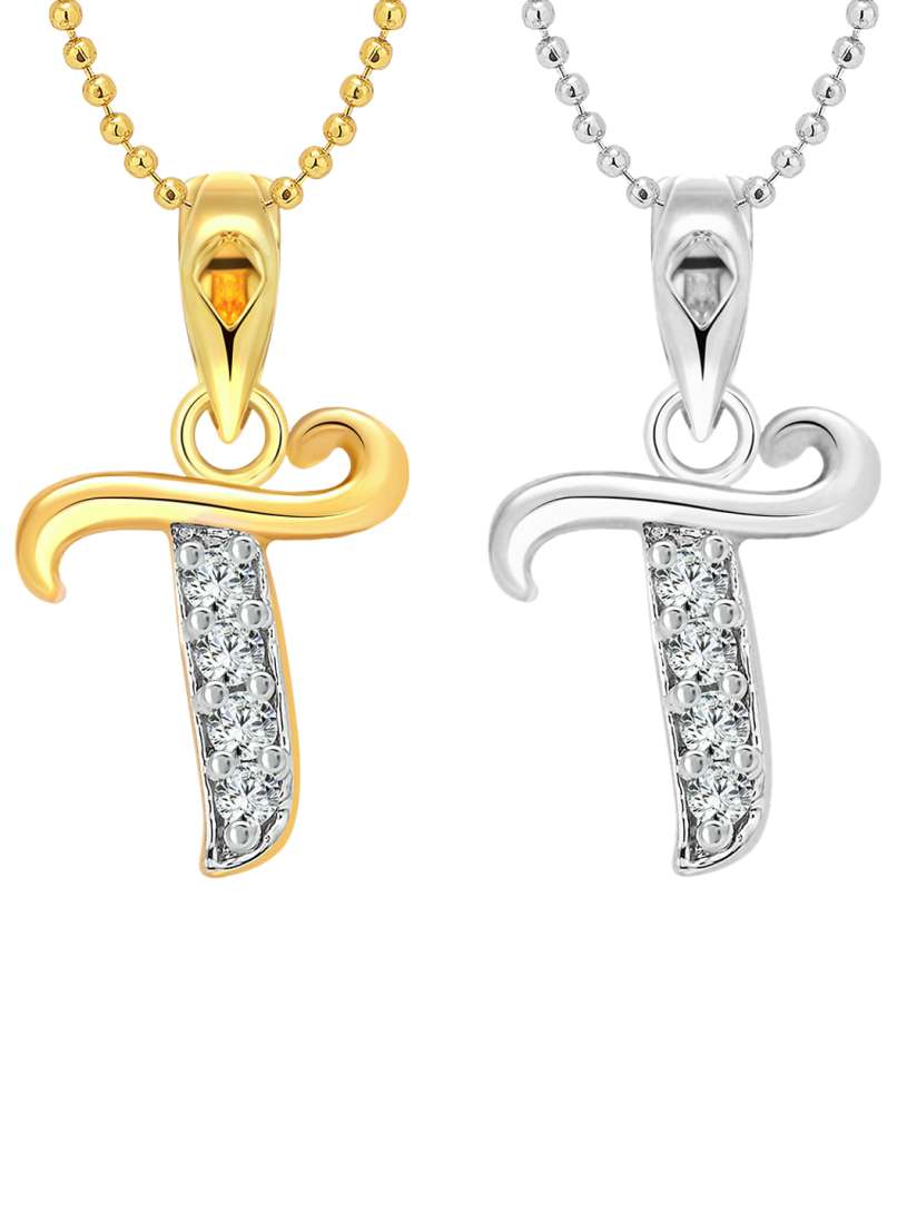 Buy Vighnaharta Set of 2 Gold Plated Silver Plated T Shaped Pendants with Chains Pendant for Women 28782912 Myntra