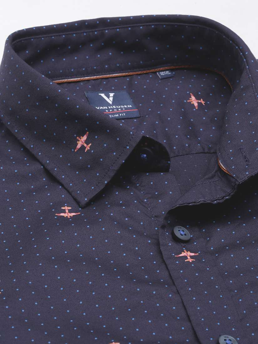 Van Heusen Sport Logo 100% Cotton Men Van Heusen Blue Shirt At ₹ 950