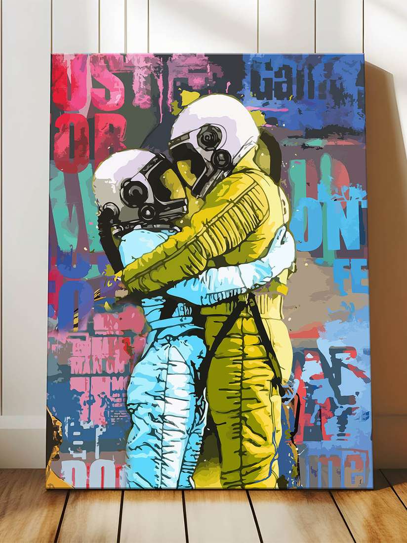 Artwork Space Love Digital Download Retro Futurism Couple Space