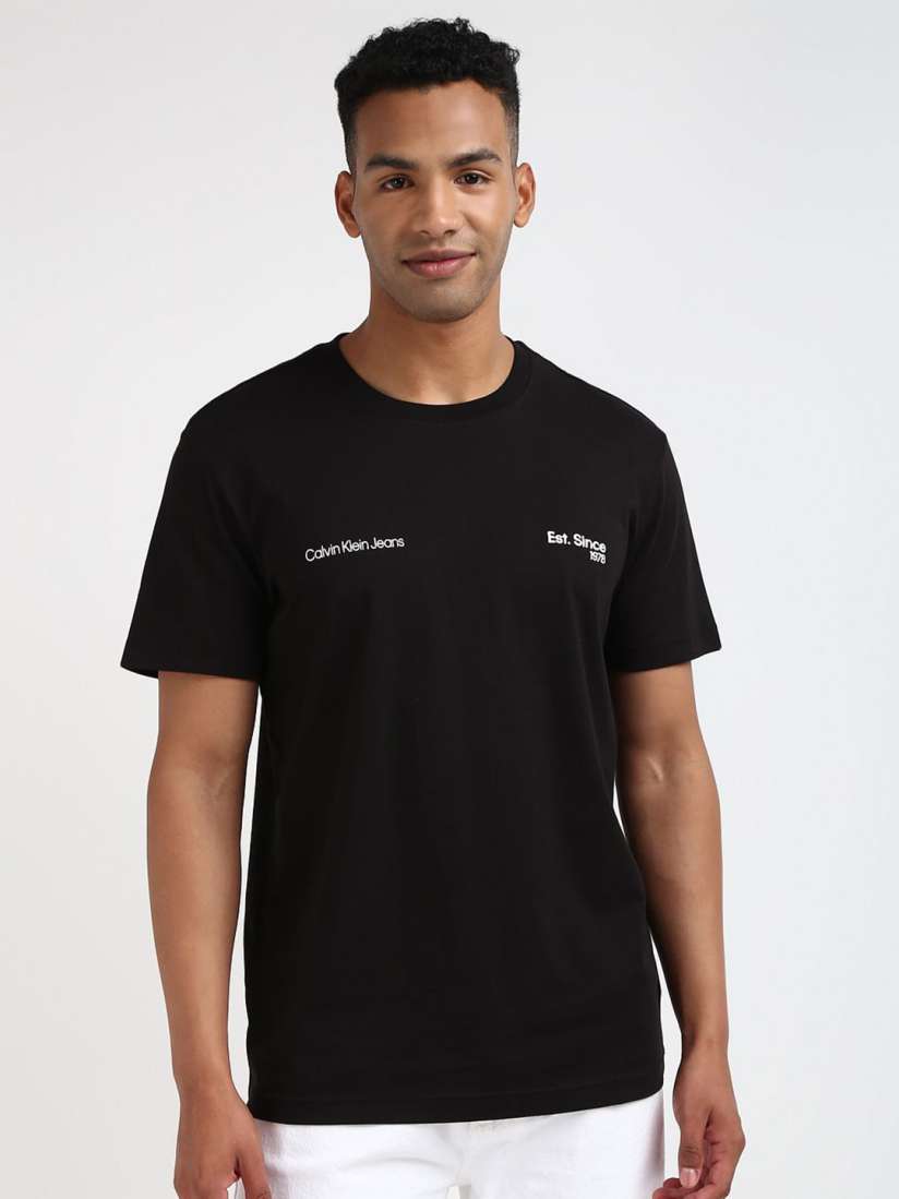 Calvin Klein Jeans Men Solid Round Neck Cotton T shirt