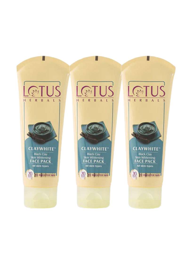 Buy Lotus Herbals Claywhite Set Of 3 Black Clay Face Pack 120g Each Mask and Peel for Unisex 30198254 Myntra