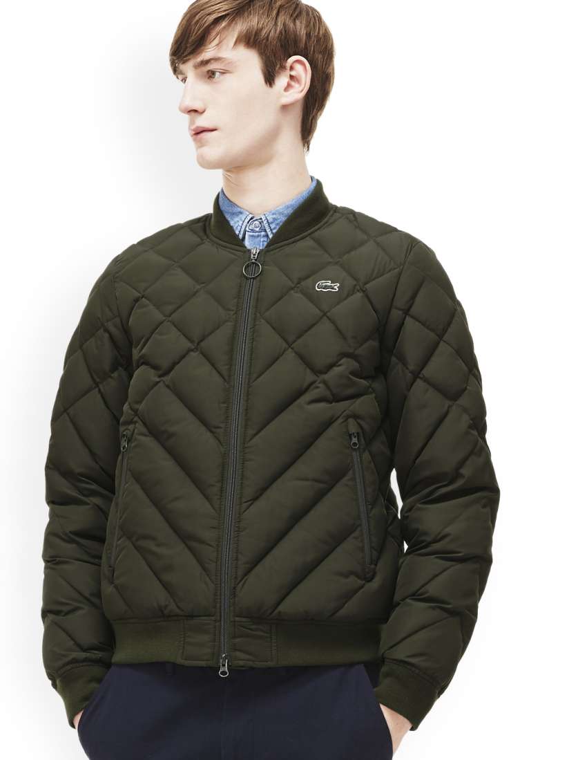 Buy Lacoste Men Olive Green Self Design Lightweight Bomber Jacket Jackets for Men 6512497 Myntra