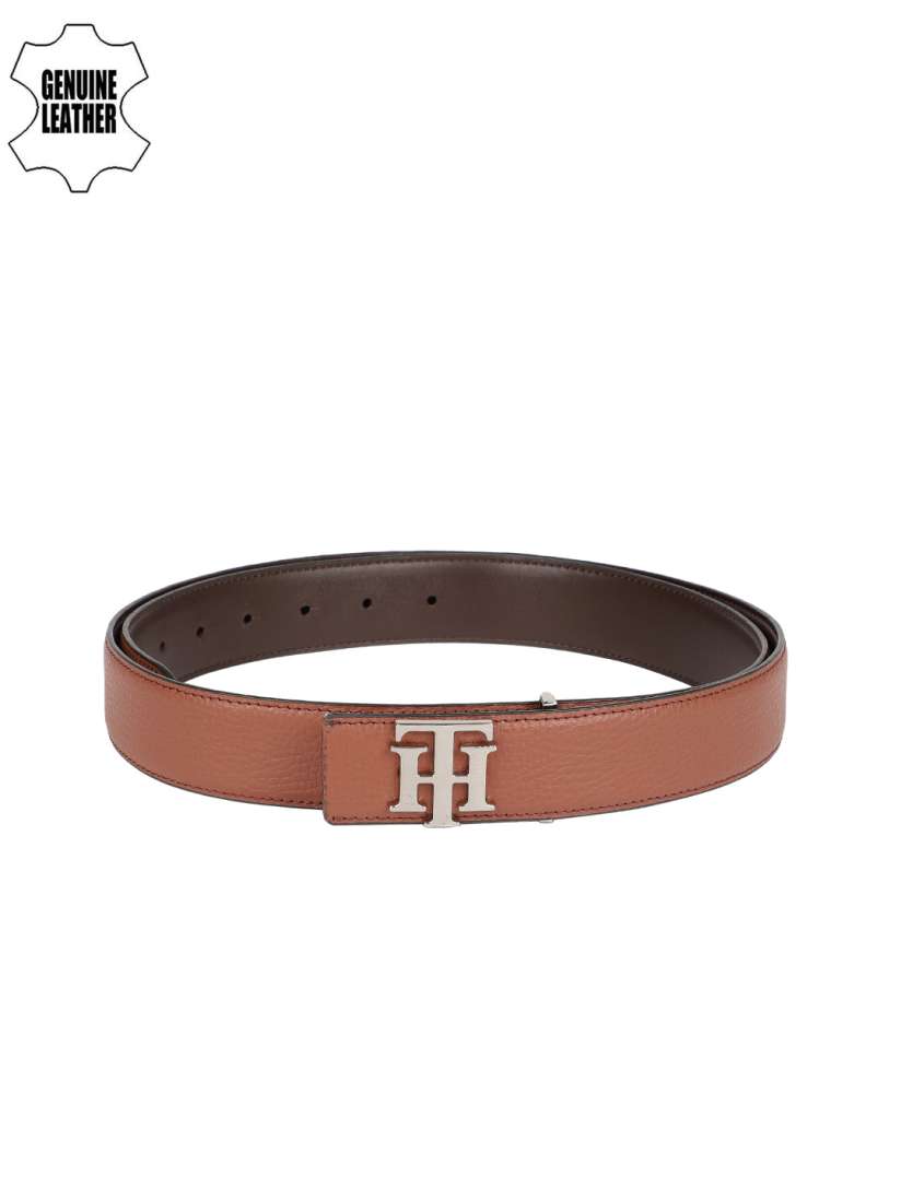 Buy Tommy Hilfiger Men Tan Textured Genuine Leather Belt Belts for Men 6554025 Myntra