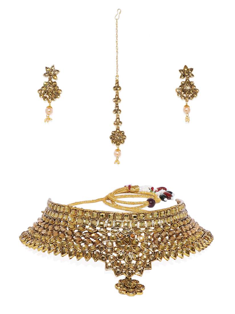 Buy Zaveri Pearls Gold Toned Antique Bridal Jewellery Set Jewellery Set for Women 7197791 Myntra