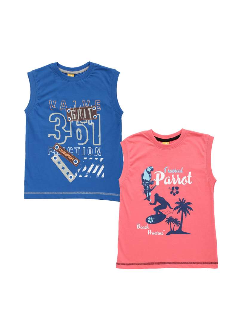 Buy Dollar Champion Kidswear Boys Pack of 2 Printed Sleeveless T shirts Tshirts for Boys 7864101 Myntra