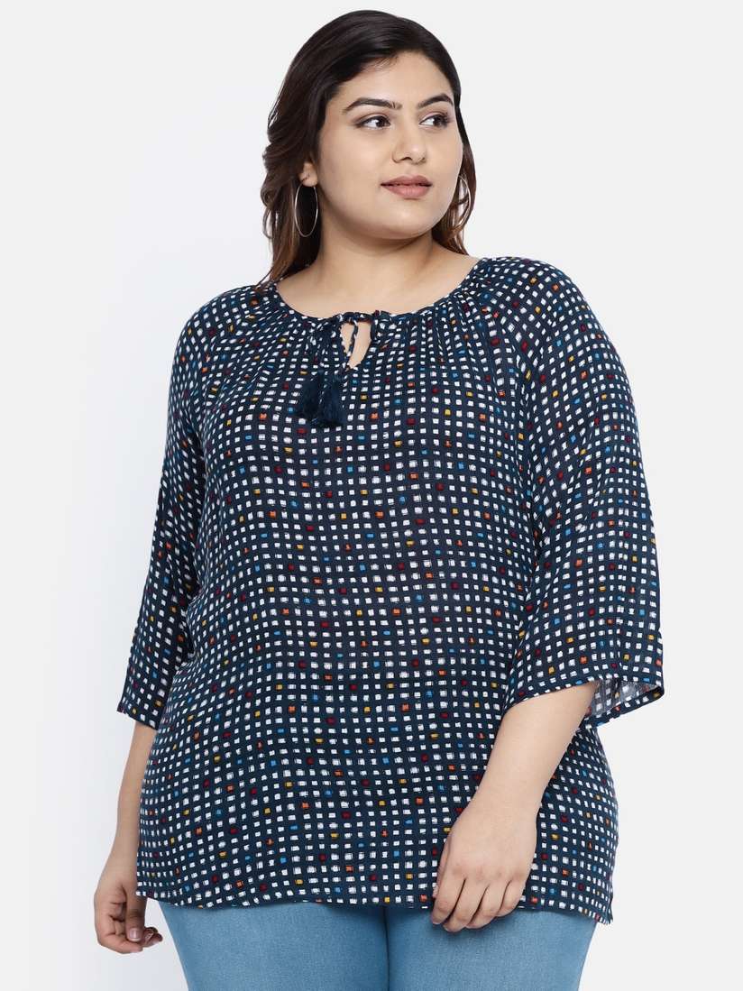 Navy Blue Tops Plus Size