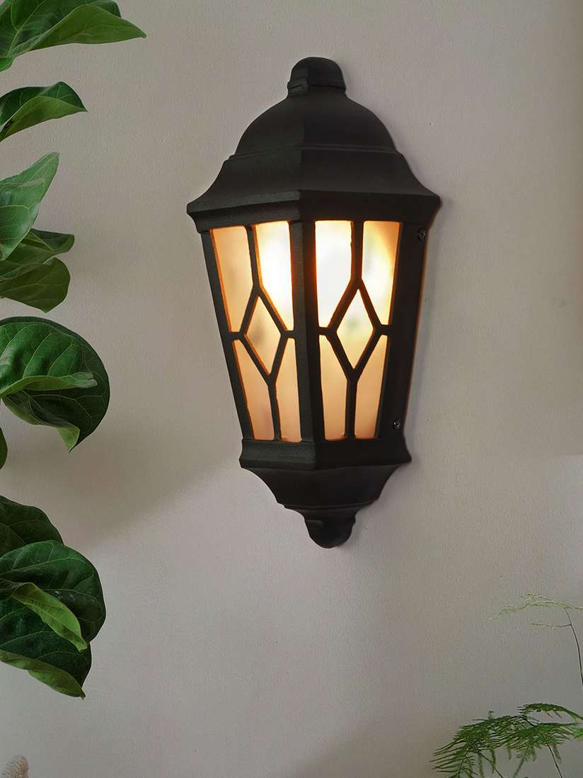 Outdoor Wall Lights India Fiji Integrated LED Black Outdoor Wall Light
