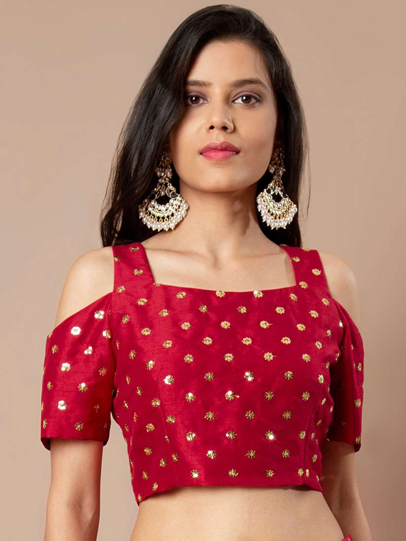 Buy INDYA Women Red Cold Shoulder Blouse Saree Blouse for Women 7871207 Myntra