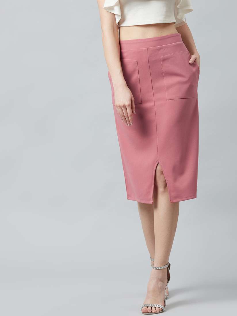 Pink midi pencil skirt store