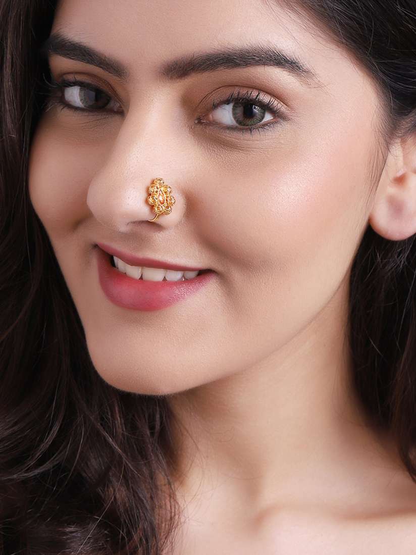 Buy Rubans 24K Gold Plated Filigree Handcrafted Nose Pin Nosepin for Women 13375414 Myntra