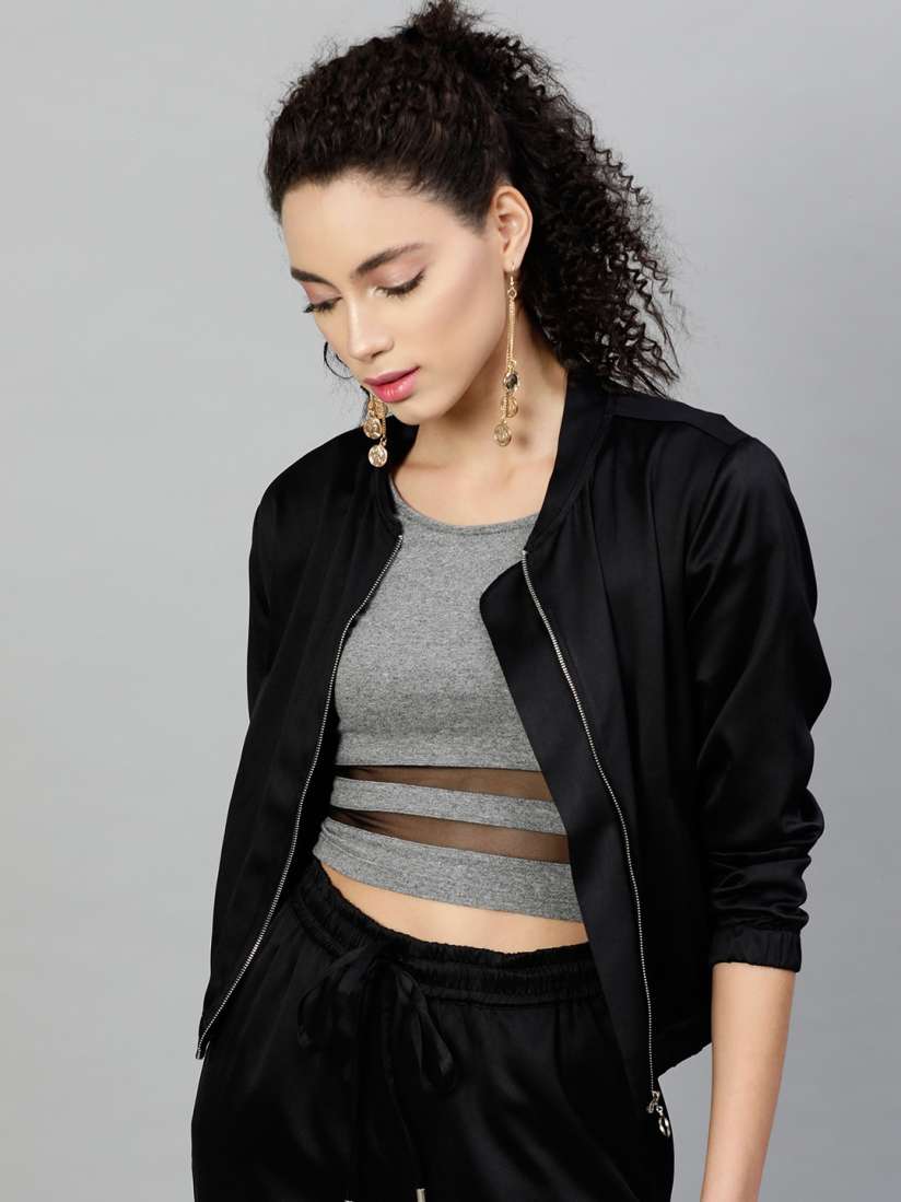 Black bomber jacket women store